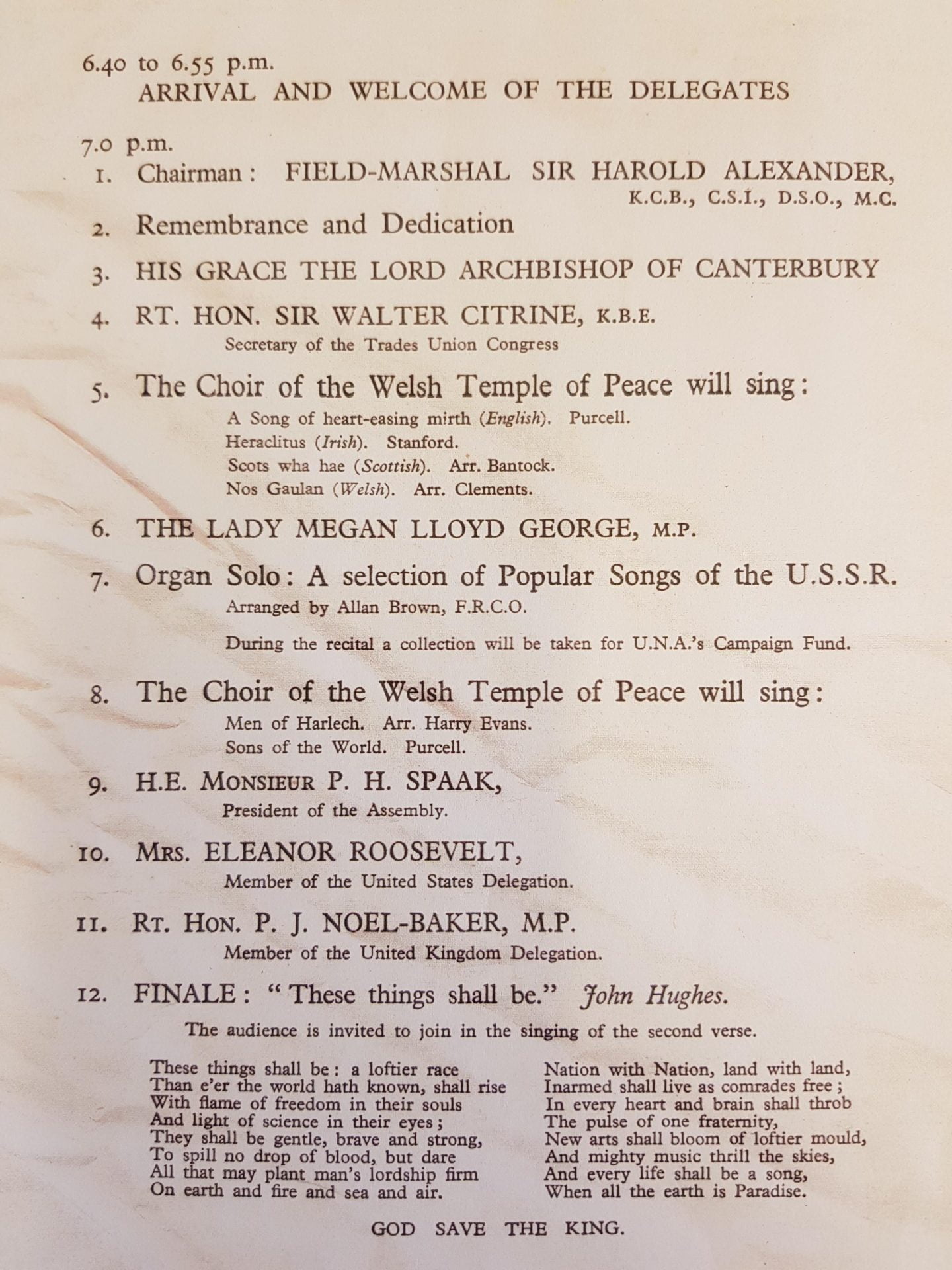 #Peace100 #OTD 17th January 1946: Wales' Temple of Peace Choir opened ...