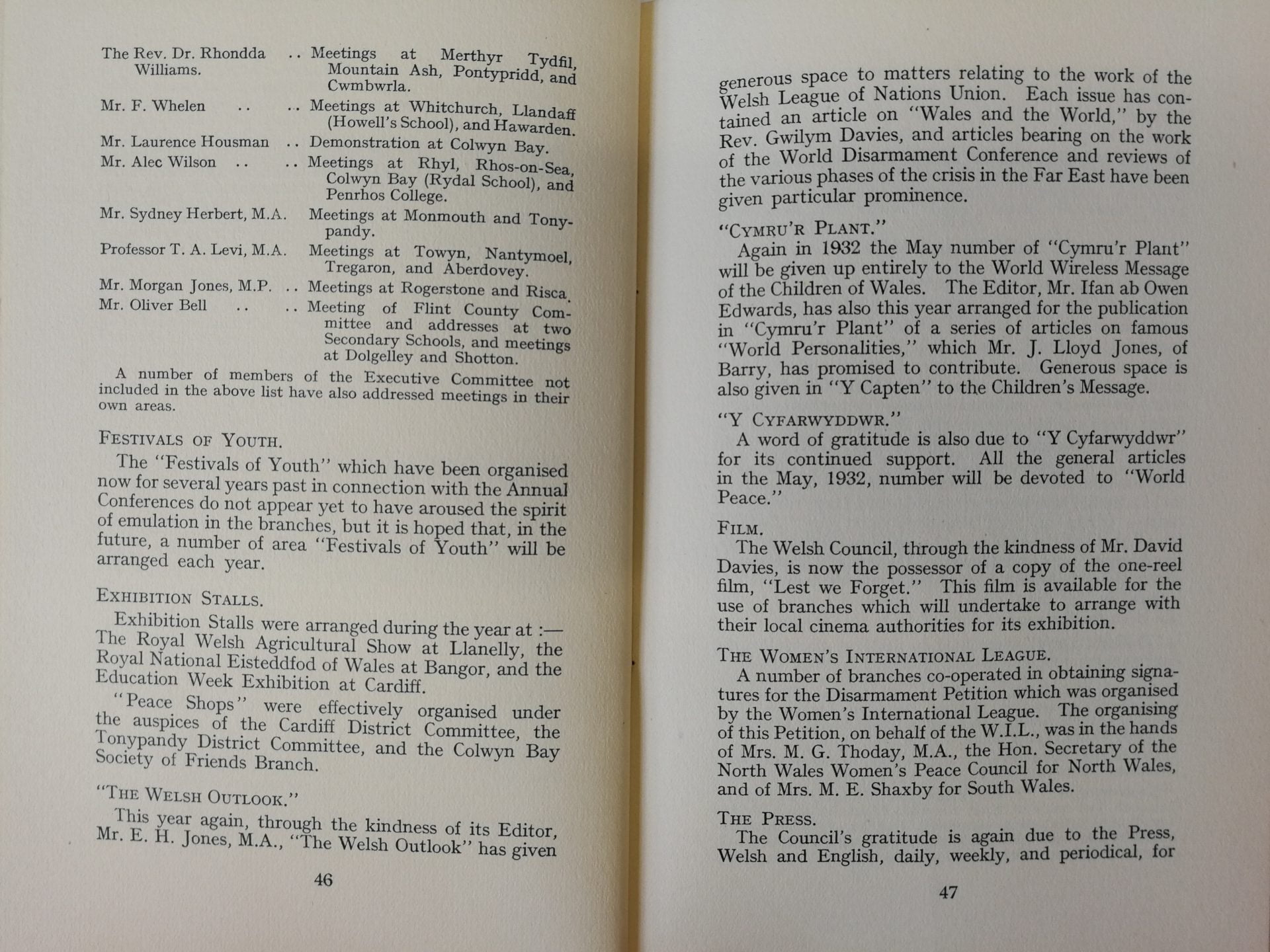 The 1931-32 World Disarmament Memorial from Wales - Welsh Centre for ...